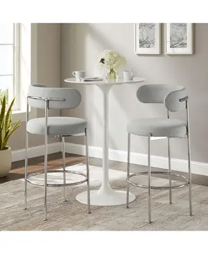 MODWAY Albie Fabric Bar Stools, Set Of 2