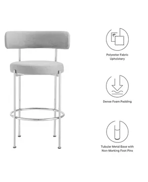 MODWAY Albie Fabric Bar Stools, Set Of 2