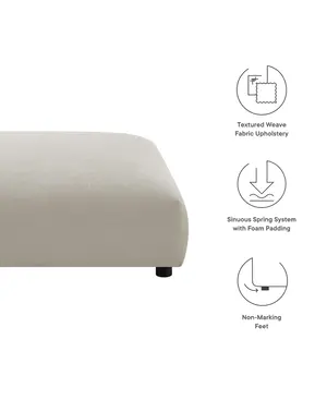 MODWAY Solace Modular Upholstered Fabric Ottoman - Linen