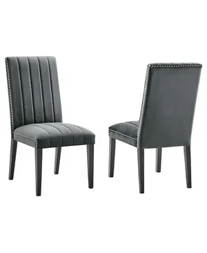 MODWAY Catalyst Performance Velvet Dining Side Chairs, Set Of 2 - Gray