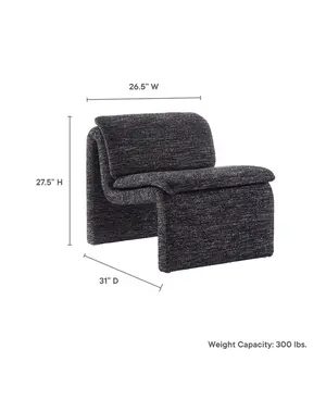 MODWAY Dune Boucle Upholstered Armless Accent Chair - Charcoal