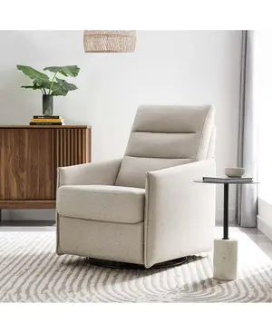 MODWAY Etta Upholstered Fabric Lounge Chair - Oatmeal