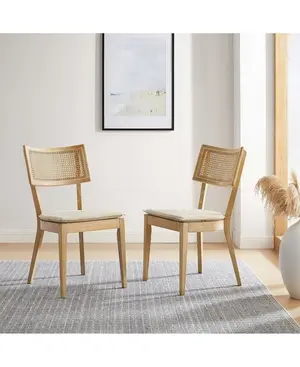 MODWAY Caledonia Fabric Upholstered Wood Dining Chair, Set Of 2