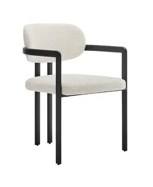 MODWAY Elio Barrel Fabric And Metal Dining Chair - Black Cream