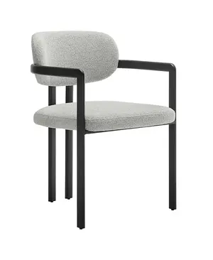 MODWAY Elio Barrel Fabric And Metal Dining Chair - Black Dove Gray