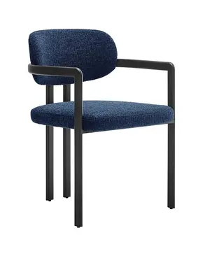 MODWAY Elio Barrel Fabric And Metal Dining Chair - Black Navy