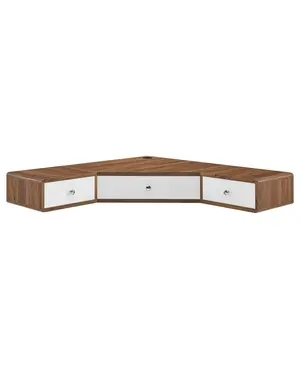 MODWAY Transmit 47" Wall Mount Corner Walnut Office Desk