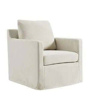 MODWAY Serene Fabric Slipcovered Swivel Armchair Salt