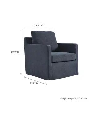 MODWAY Serene Fabric Slipcovered Swivel Armchair - Slate Blue