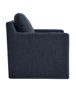 MODWAY Serene Fabric Slipcovered Swivel Armchair - Slate Blue