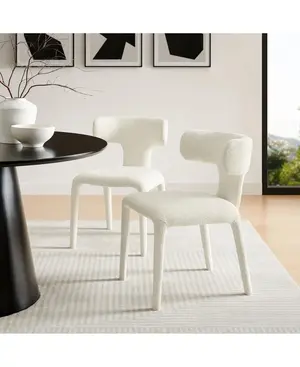 MODWAY Stellan Curved Back Boucle Upholstered Dining Chair, Set Of 2 - Cream
