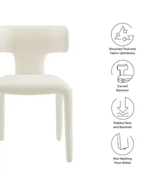 MODWAY Stellan Curved Back Boucle Upholstered Dining Chair, Set Of 2 - Cream