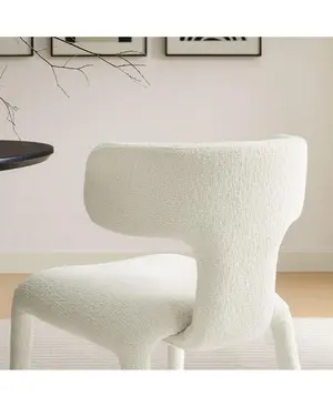 MODWAY Stellan Curved Back Boucle Upholstered Dining Chair, Set Of 2 - Cream