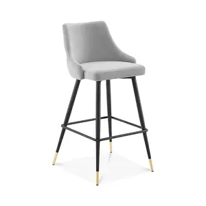 MODWAY Adorn Performance Velvet Bar Stool - Light Gray