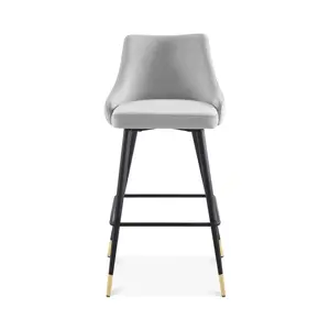 MODWAY Adorn Performance Velvet Bar Stool - Light Gray
