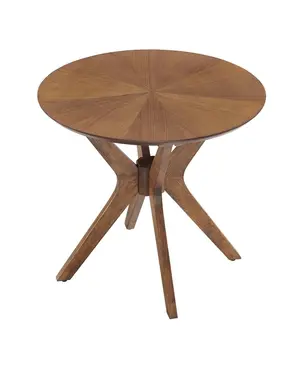 MODWAY Crossroads 24a Round Wood Side Table - Walnut