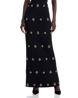 SERGIO HUDSON Embroidered Wool Skirt