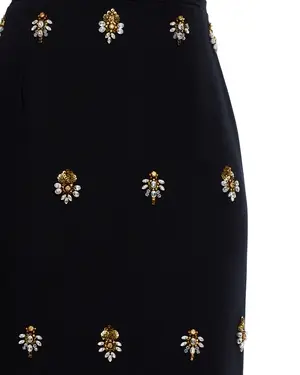 SERGIO HUDSON Embroidered Wool Skirt