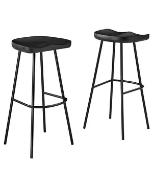 MODWAY Concord Backless Wood Bar Stools, Set Of 2 - Black