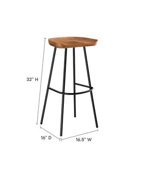MODWAY Concord Backless Wood Bar Stools, Set Of 2 - Walnut
