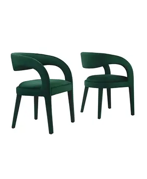 MODWAY Pinnacle Performance Velvet Dining Chair, Set Of 2 - Green