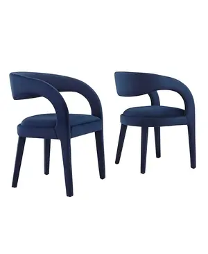 MODWAY Pinnacle Performance Velvet Dining Chair, Set Of 2 - Midnight Blue