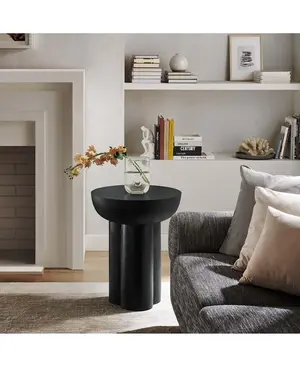 MODWAY Caspian Round Concrete Side Table - Black