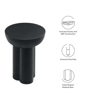 MODWAY Caspian Round Concrete Side Table - Black