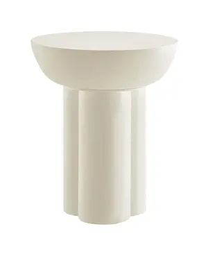 MODWAY Caspian Round Concrete Side Table - White