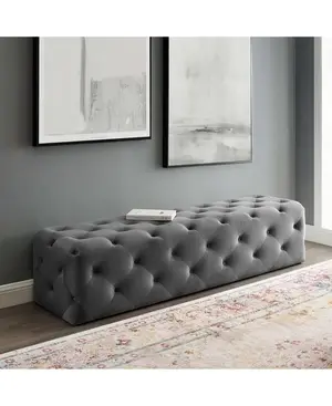 MODWAY Amour 72 Tufted Button Entryway Performance Velvet Bench