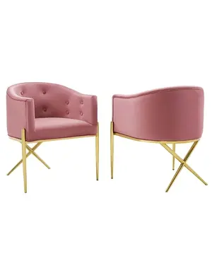 MODWAY Savour Performance Velvet Accent Dining Armchair, Set Of 2 - Dusty Rose