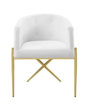 MODWAY Savour Performance Velvet Accent Dining Armchair, Set Of 2 - White