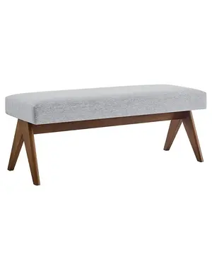 MODWAY Lyra Upholstered Bench - Light Gray