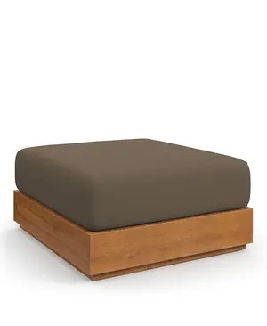 MODWAY Tahoe Outdoor Patio Acacia Wood Ottoman - Natural Cocoa