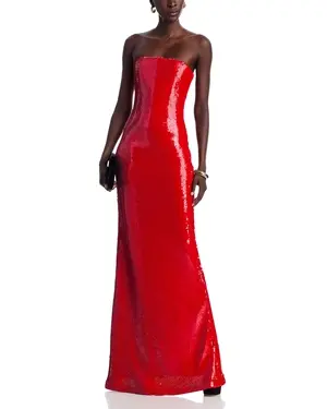 SERGIO HUDSON Strapless Sequin Gown