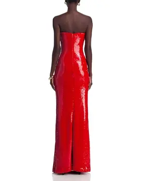 SERGIO HUDSON Strapless Sequin Gown