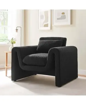 MODWAY Waverly Boucle Upholstered Armchair - Black