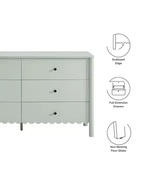 MODWAY Emmeline Scalloped 6-drawer Dresser - Sage