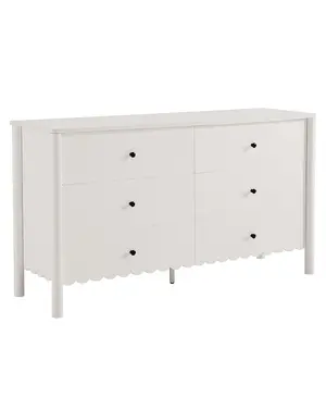 MODWAY Emmeline Scalloped 6-drawer Dresser - White