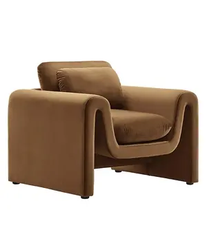 MODWAY Waverly Performance Velvet Armchair - Brown