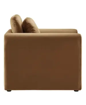 MODWAY Waverly Performance Velvet Armchair - Brown