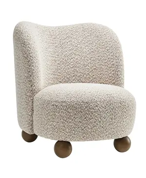 MODWAY Monroe Boucle Fabric Accent Chair Coral Walnut