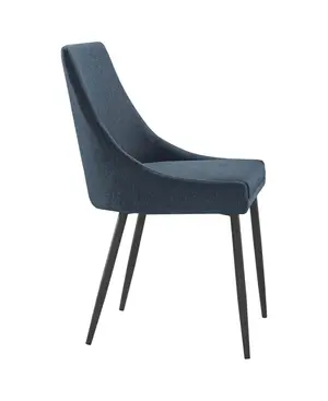 MODWAY Viscount Upholstered Fabric Dining Chairs, Set Of 2 - Black Azure