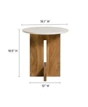 MODWAY Tarin Acacia Wood And Marble Side Table