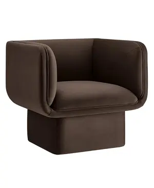MODWAY Tate Performance Velvet Accent Chair - Chocolate Brown