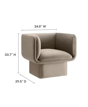 MODWAY Tate Performance Velvet Accent Chair - Taupe