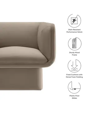 MODWAY Tate Performance Velvet Accent Chair - Taupe
