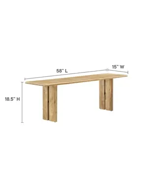 MODWAY Amistad 58" Wood Bench - Oak