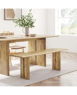 MODWAY Amistad 58" Wood Bench - Oak