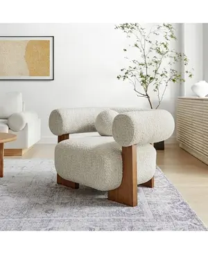MODWAY Jace Boucle Accent Chair - Pearl